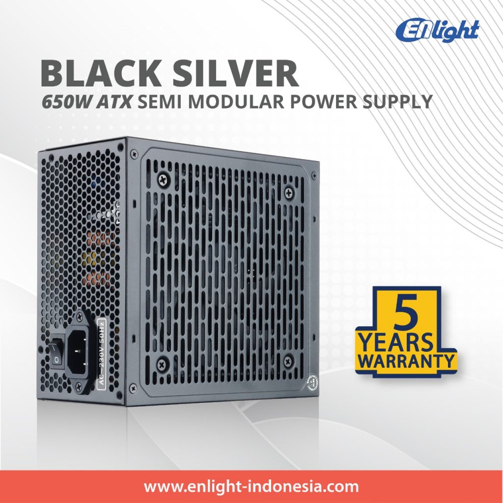 Enlight Black Silver 650 Watt ATX Semi Modular – Enlight Indonesia