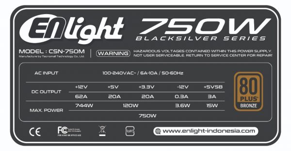 Enlight Black Silver 750 Watt ATX Semi Modular – Enlight Indonesia